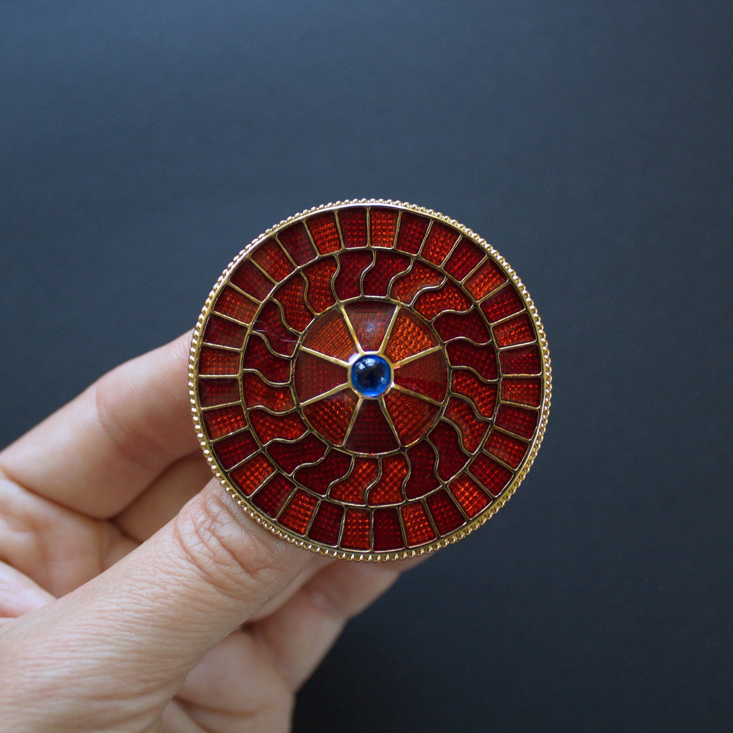 Merovingian Enamel Disc Brooch: 6th Century Gold-plated Jewelry - Etsy