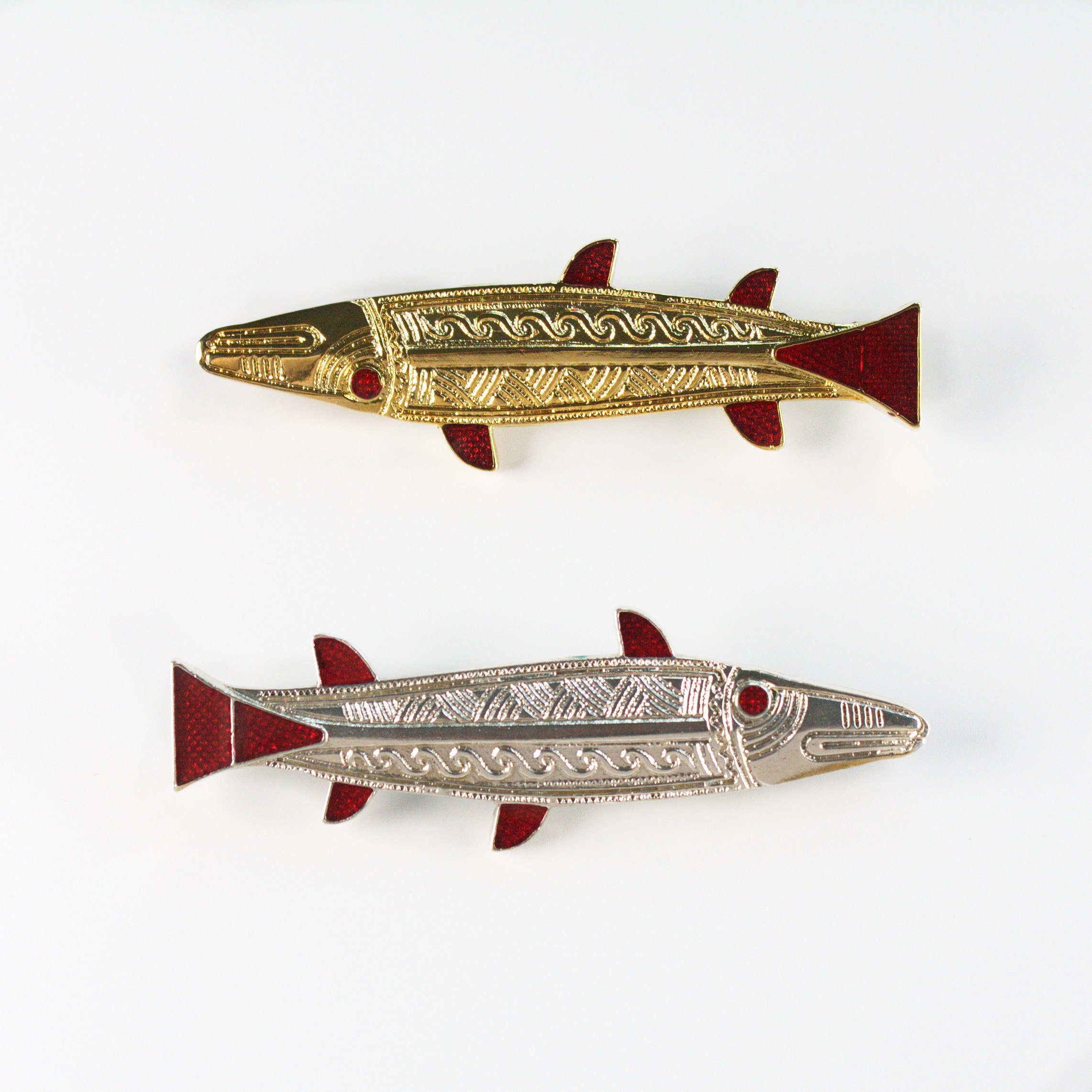 Anglo-saxon Fish Brooch V-VIII Century. Brass Cast Accessory With Gold ...