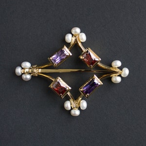 Gold Plated Medieval Brooch: 14th Century Style With Pearls - Etsy