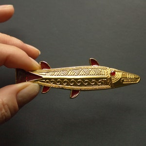 Anglo-saxon Fish Brooch V-VIII Century. Brass Cast Accessory With Gold ...