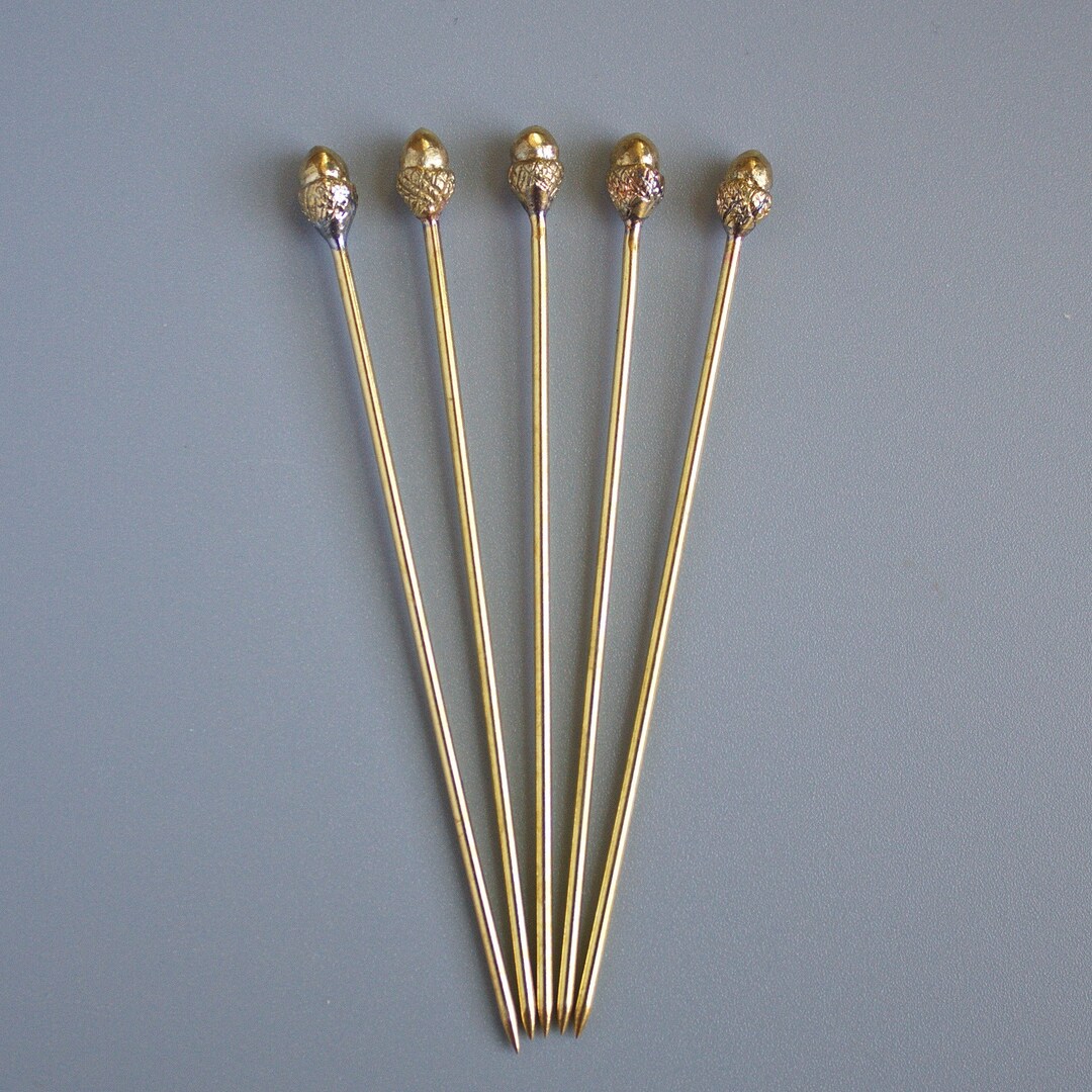 5 Medieval Pins, Brass Cast Pins With Acorn Head for Renaissance Dress ...