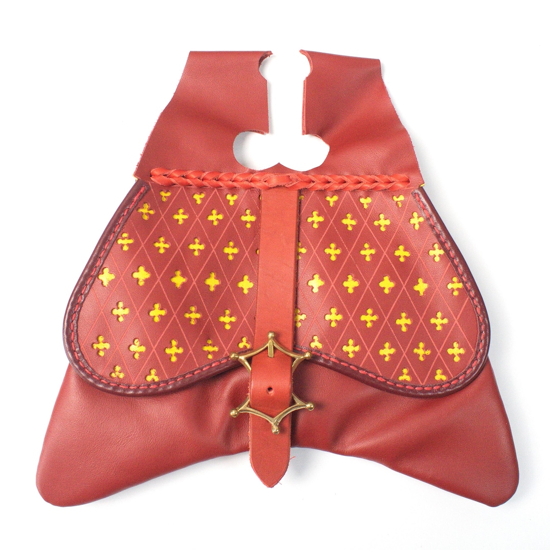 Medieval Leather Bag With Decorated Flap, Hand Sewn Historical Pouch ...