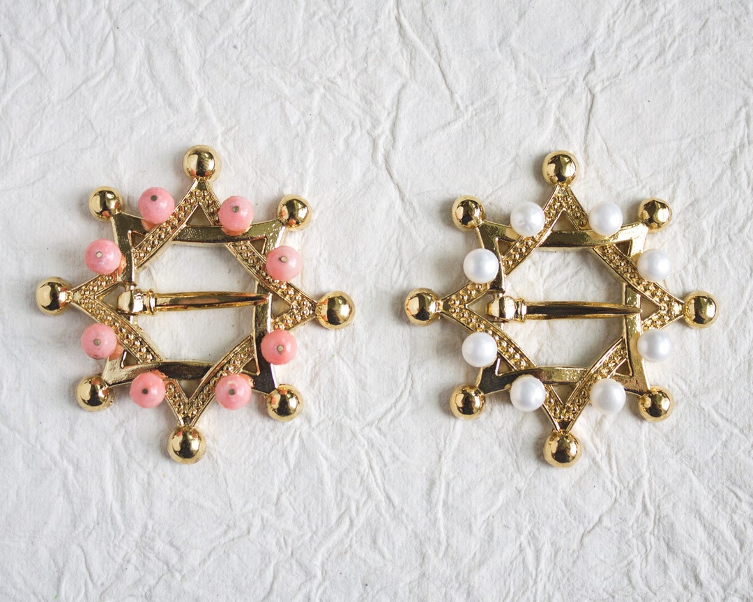 Gold Plated Medieval Brooch: XIII-XIV Century Style With Pearl or Coral ...