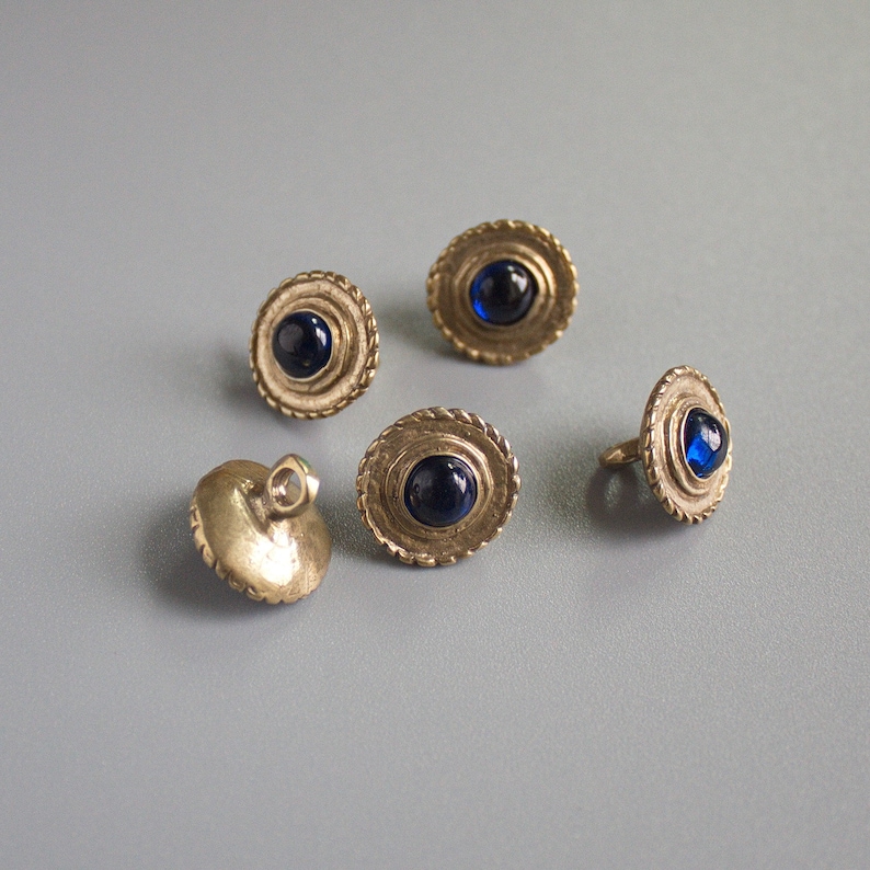 5 Medieval Buttons With Glass Stone, XV Century Buttons for Historical ...