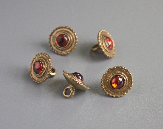 5 Medieval Buttons With Glass Stone, XV Century Buttons for Historical ...