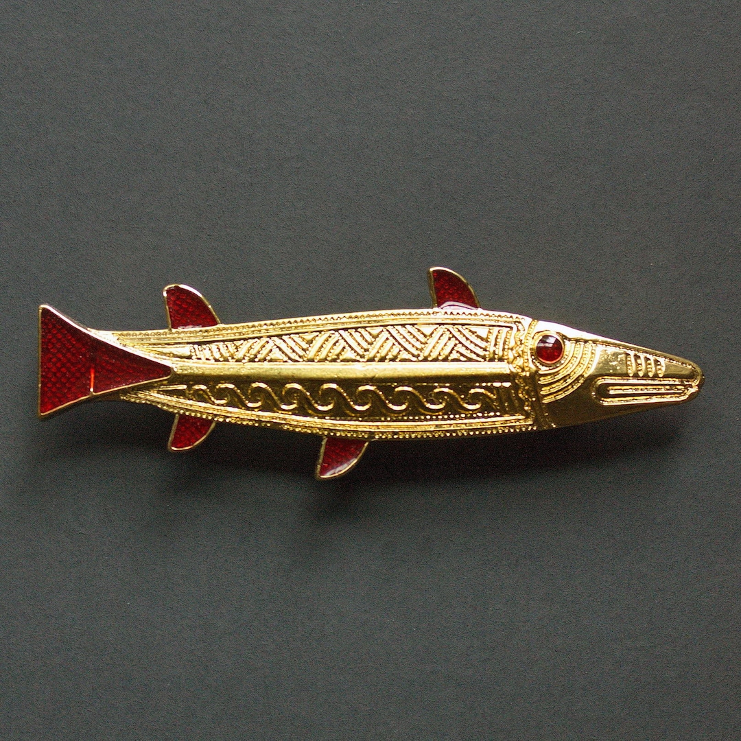 Anglo-saxon Fish Brooch V-VIII Century. Brass Cast Accessory With Gold ...