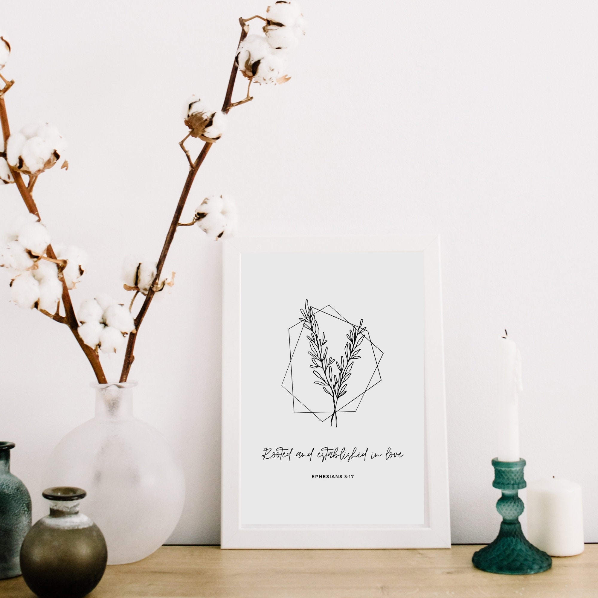 Ephesians 3:17 Rooted and Established in Love, Bible Verse Prints ...