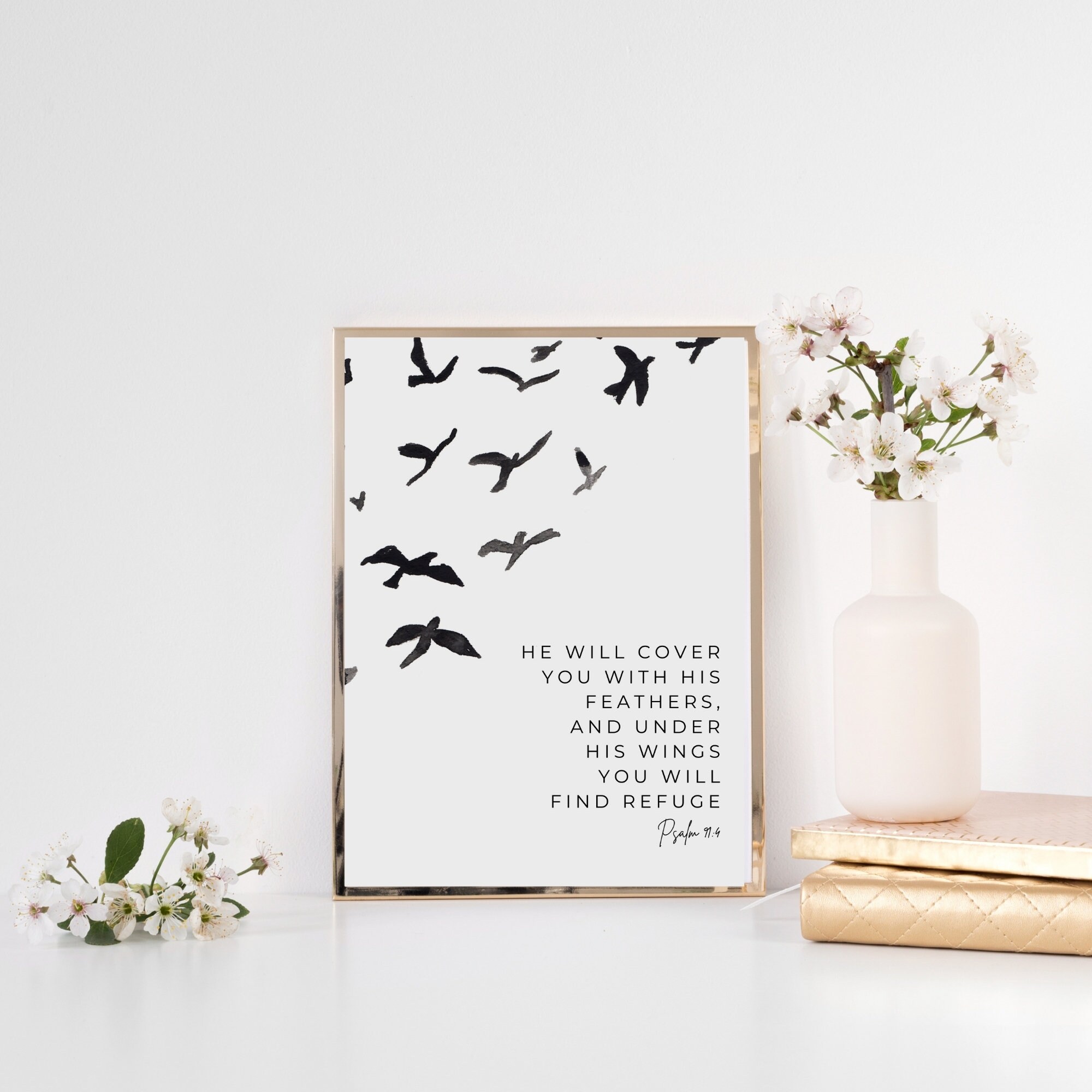 He Will Cover You With His Feathers, Art Print, Printable Wall Art ...