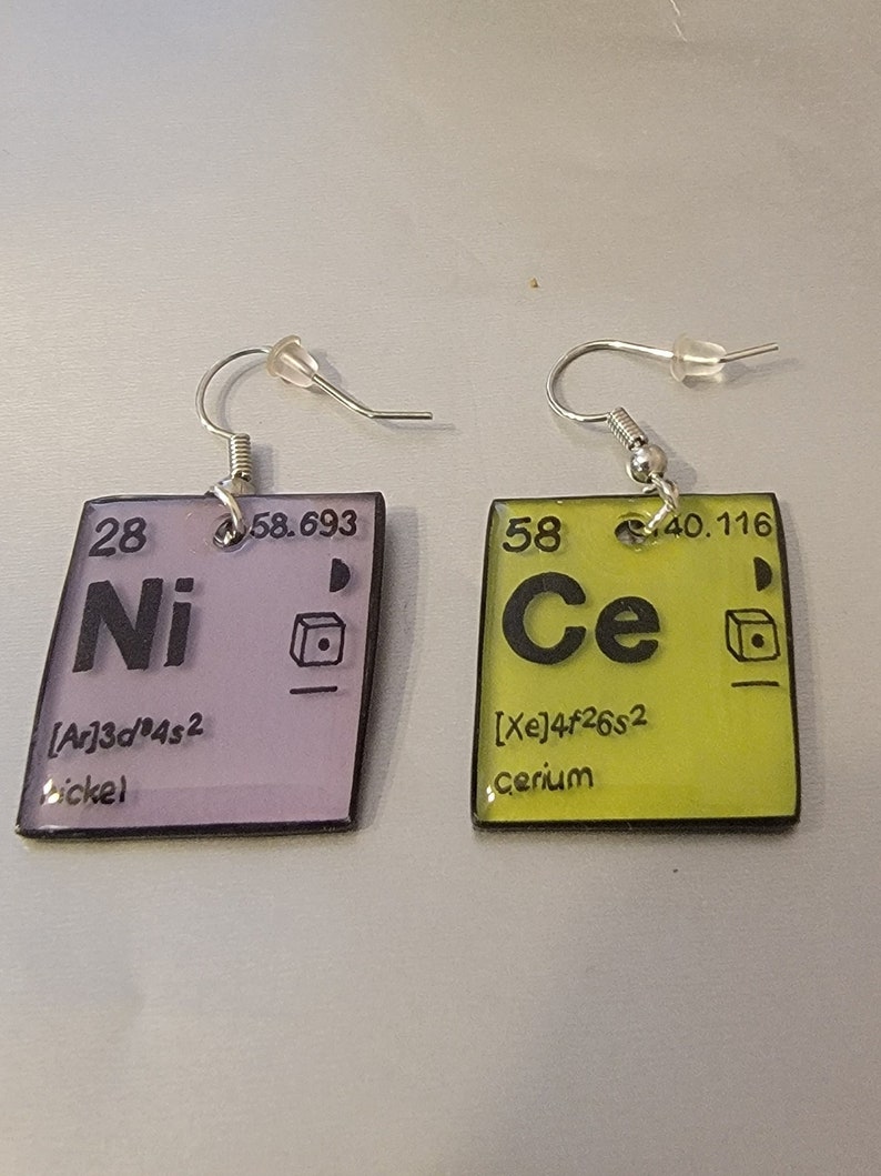 Periodic Table Elements Nice Earrings Nickel/cerium Elements - Etsy