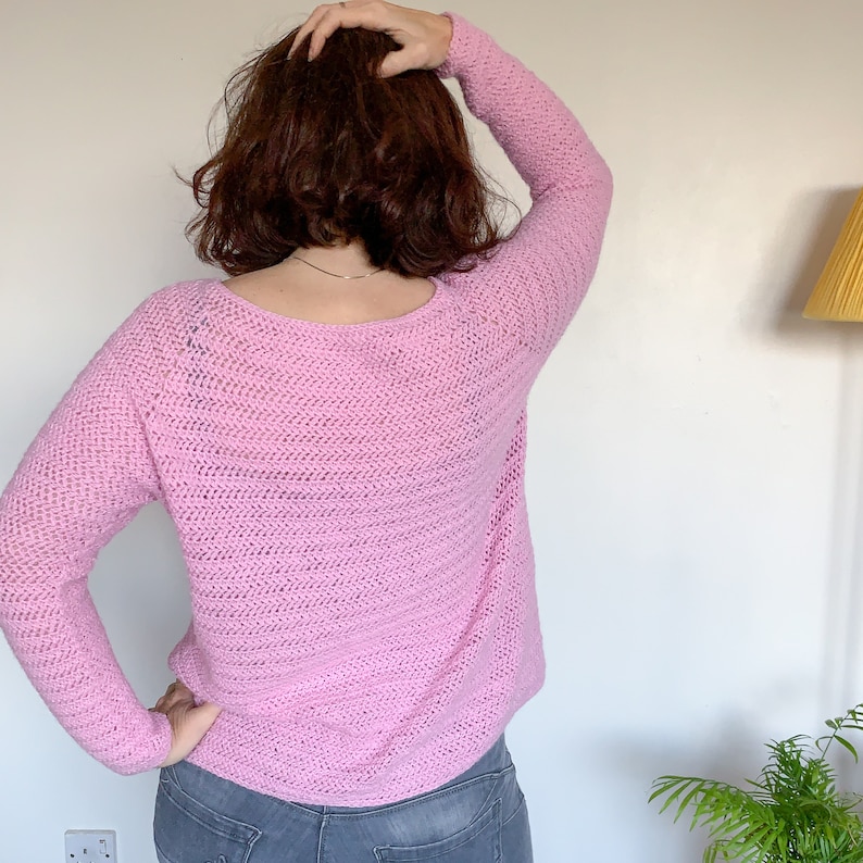Lightweight V-neck Crochet Sweater Pattern: Top Down Raglan Seamless ...