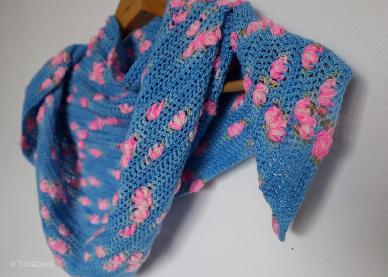 Crochet Shawl Pattern: Triangle Shawl Made Using Assigned Pooling Yarn ...