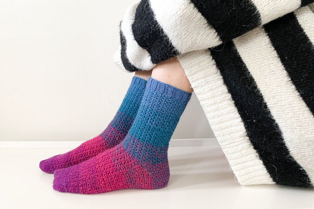 Easy Toe up Crochet Sock Pattern: Beginner Friendly 'step On’ Sock in ...
