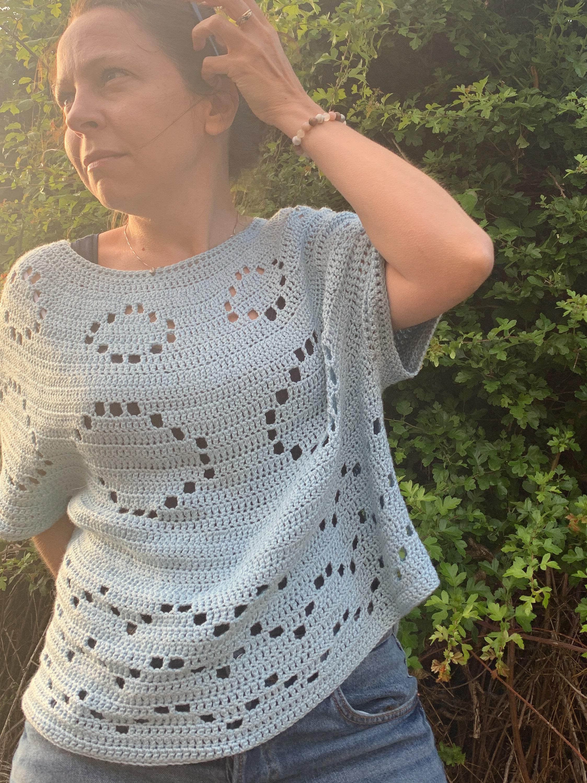 Crochet Festival Sweater Pattern: Filet Crochet Top Down Seamless Round ...
