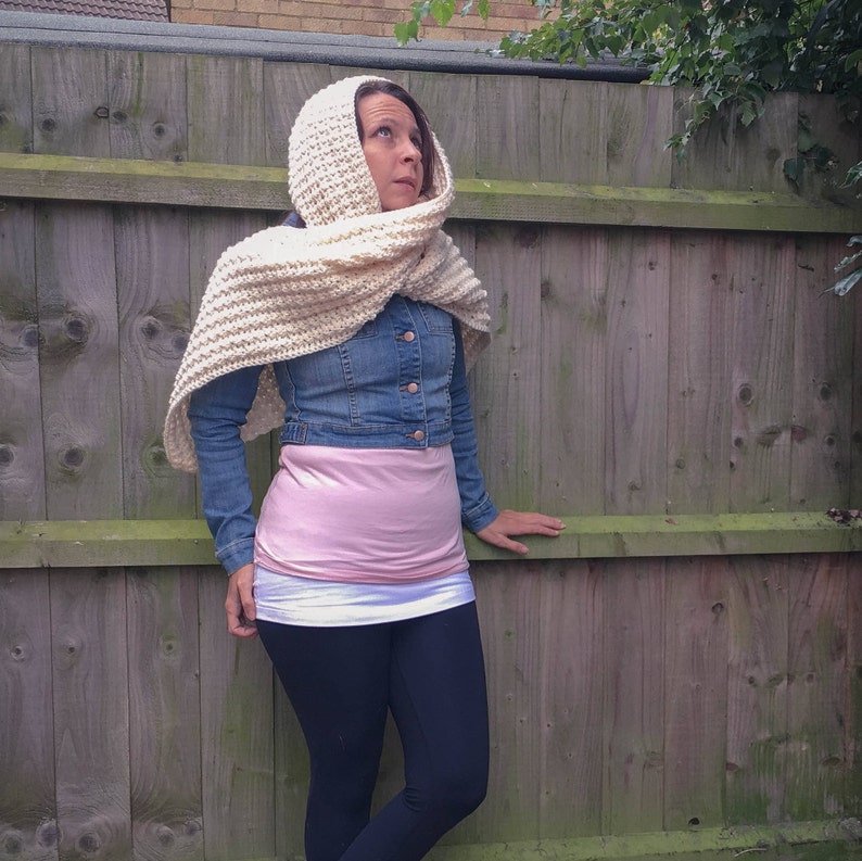 Crochet Scoodie Pattern. Textured Hooded Scarf, Worn as a Scarf, Wrap ...
