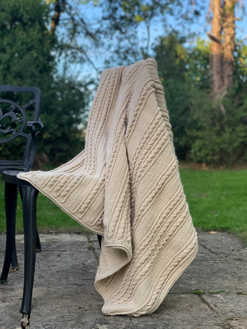 Aran Crochet Cable Blanket Pattern: Fishermans Cable Crochet - Etsy UK