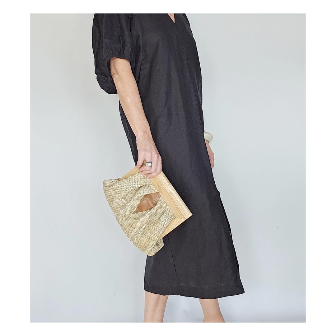 Woven Straw Clutch With Timber Frame - Etsy