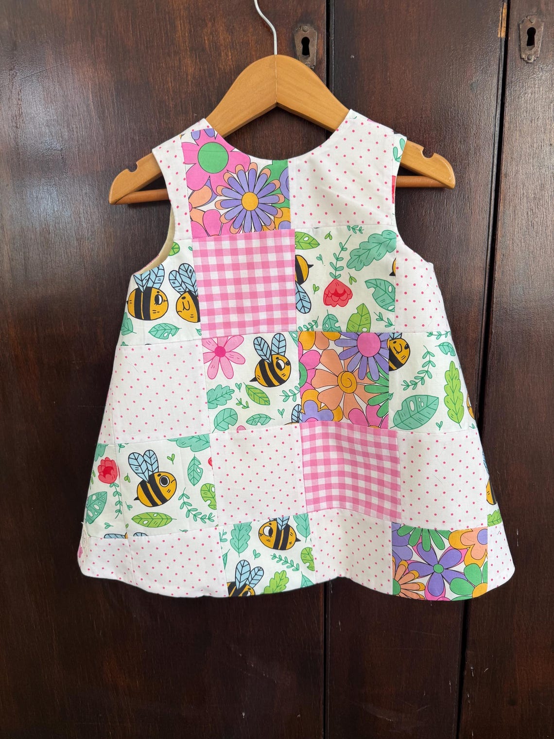 Patchwork Cotton Pinafore Dress: Handmade Size 2 Girls Dress - Etsy