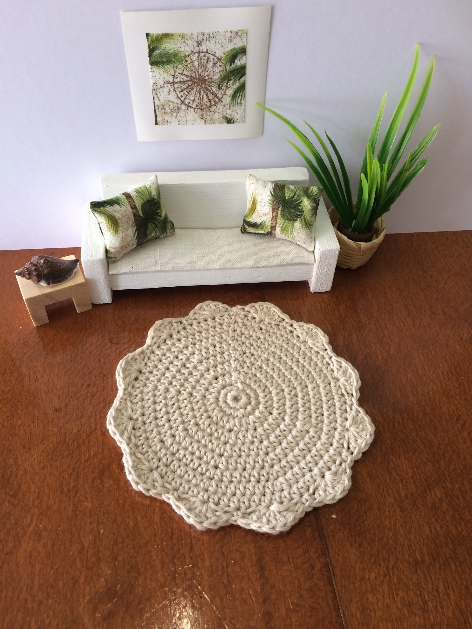 Miniature Crocheted Doily Rug. Handmade Dollhouse Floor Rug | Etsy