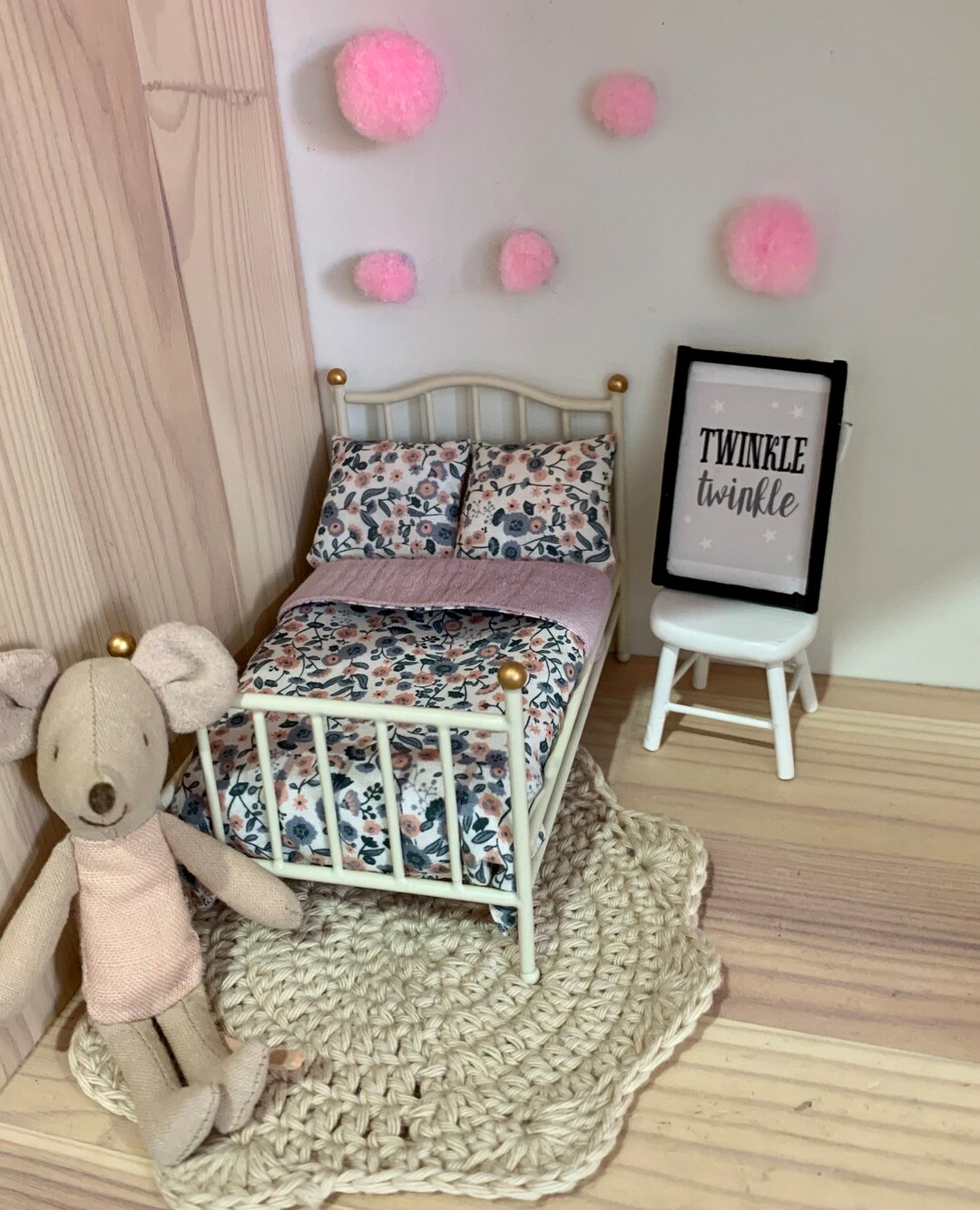 Maileg Mouse Bed Cover Set Pretty Quilt and Pillows for - Etsy