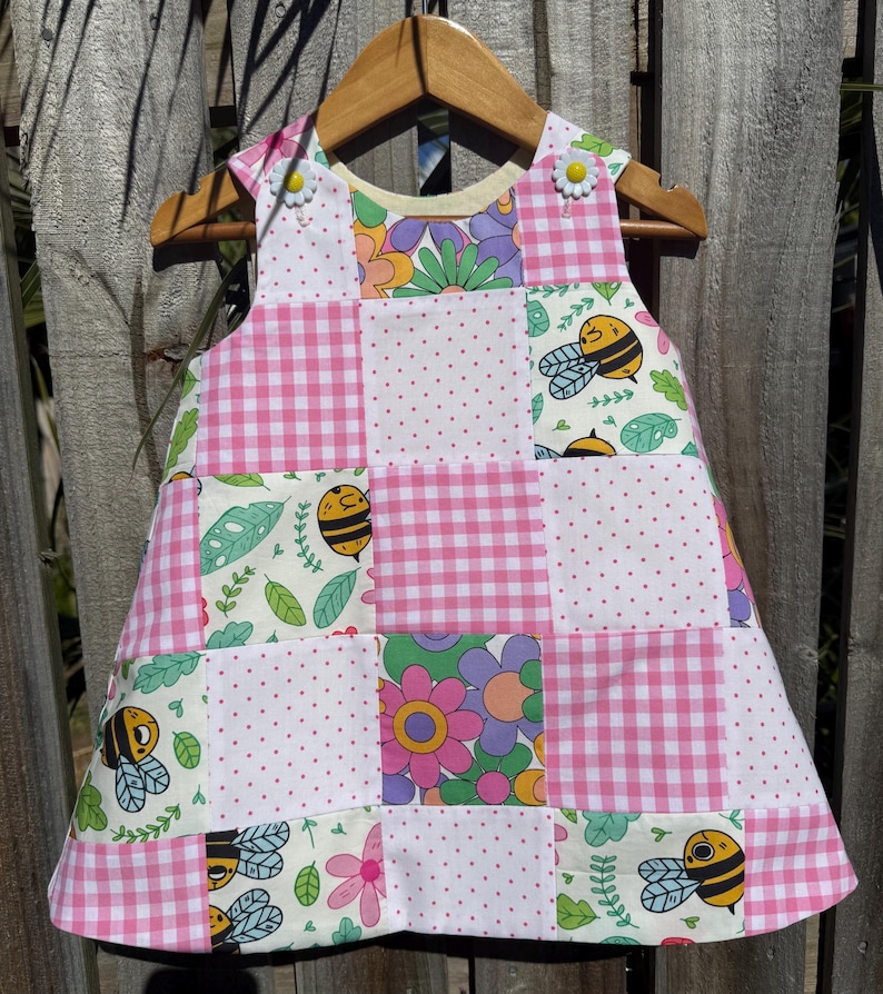 Patchwork Cotton Pinafore Dress: Handmade Size 2 Girls Dress - Etsy