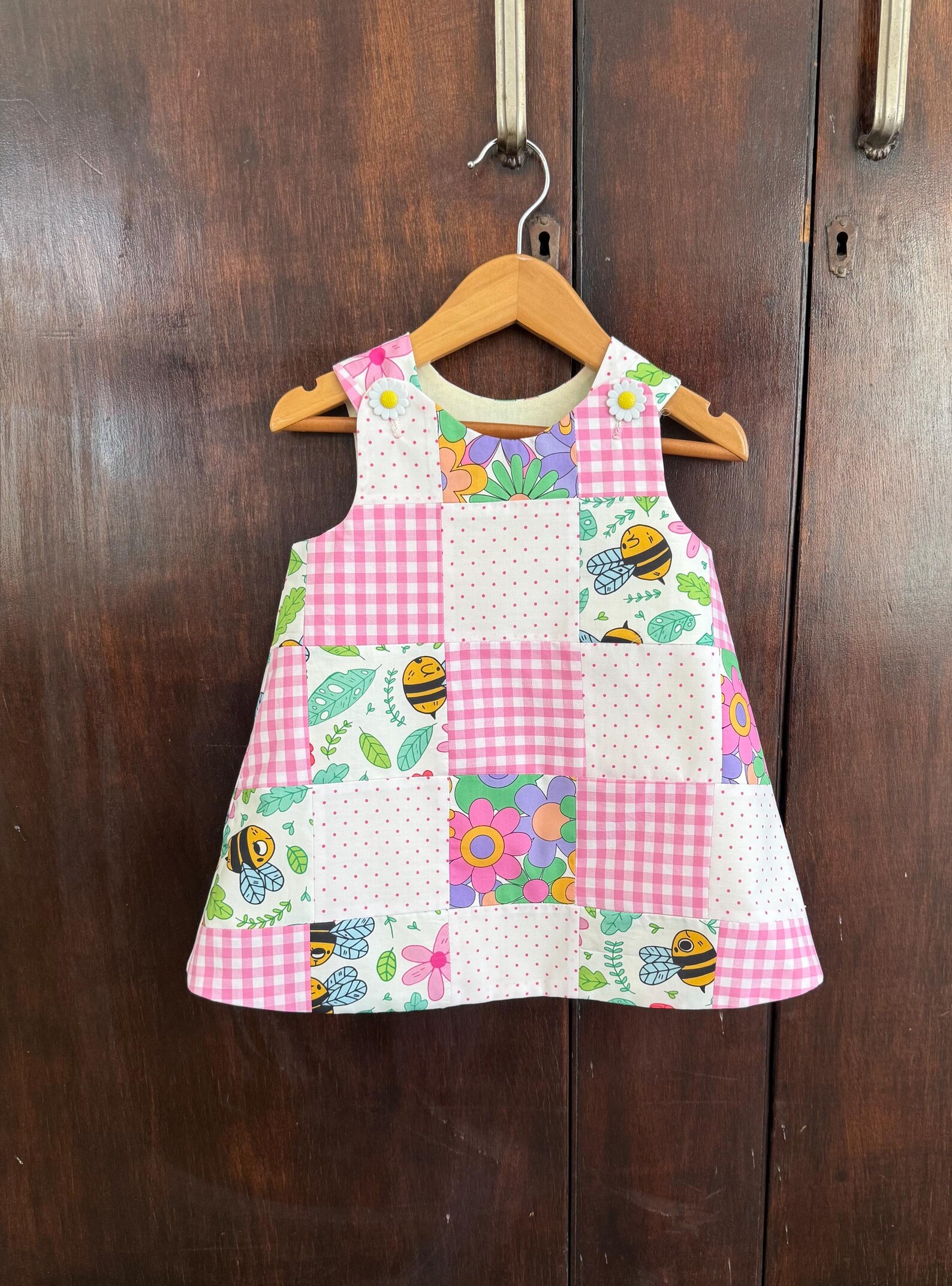Patchwork Cotton Pinafore Dress: Handmade Size 2 Girls Dress - Etsy
