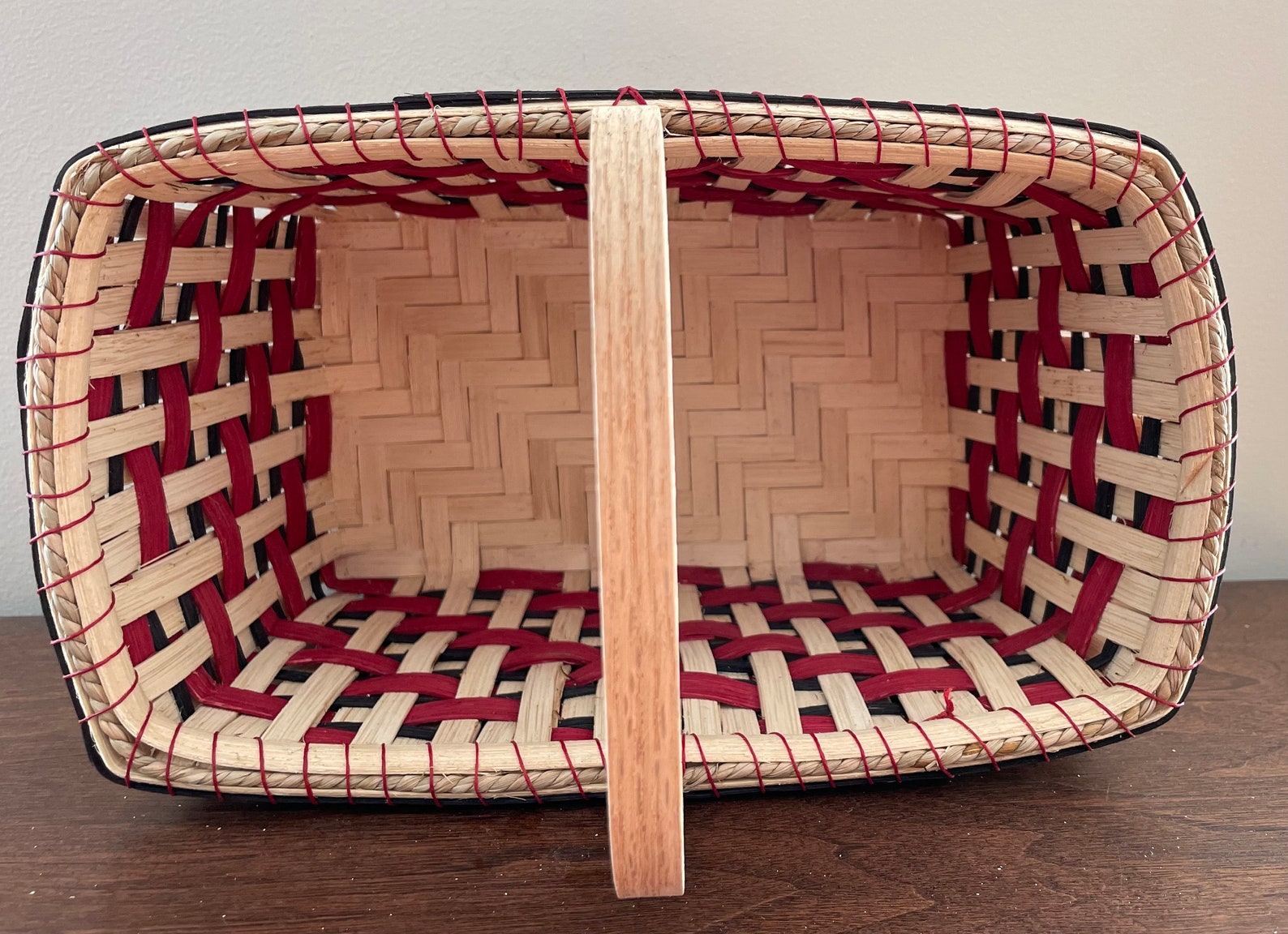 Woven Basket: Ruby Red, Lattice Design - Etsy