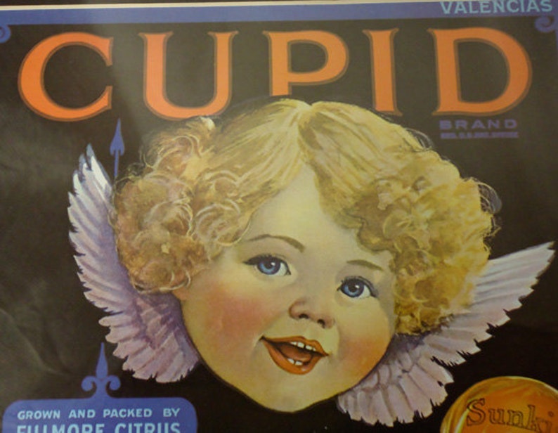 1920s Framed Crate Label Advertising: CUPID Brand Valencia - Etsy