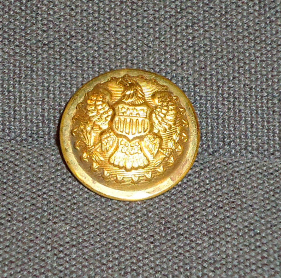 C 1875 Indian Wars Officers Button Gilded, Tin Back, Heraldic Eagle ...