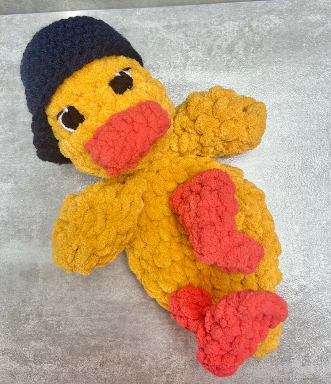 Yellow off White Squishy Duck Snuggler Soft Blanket Yarn Plushie Lovey ...