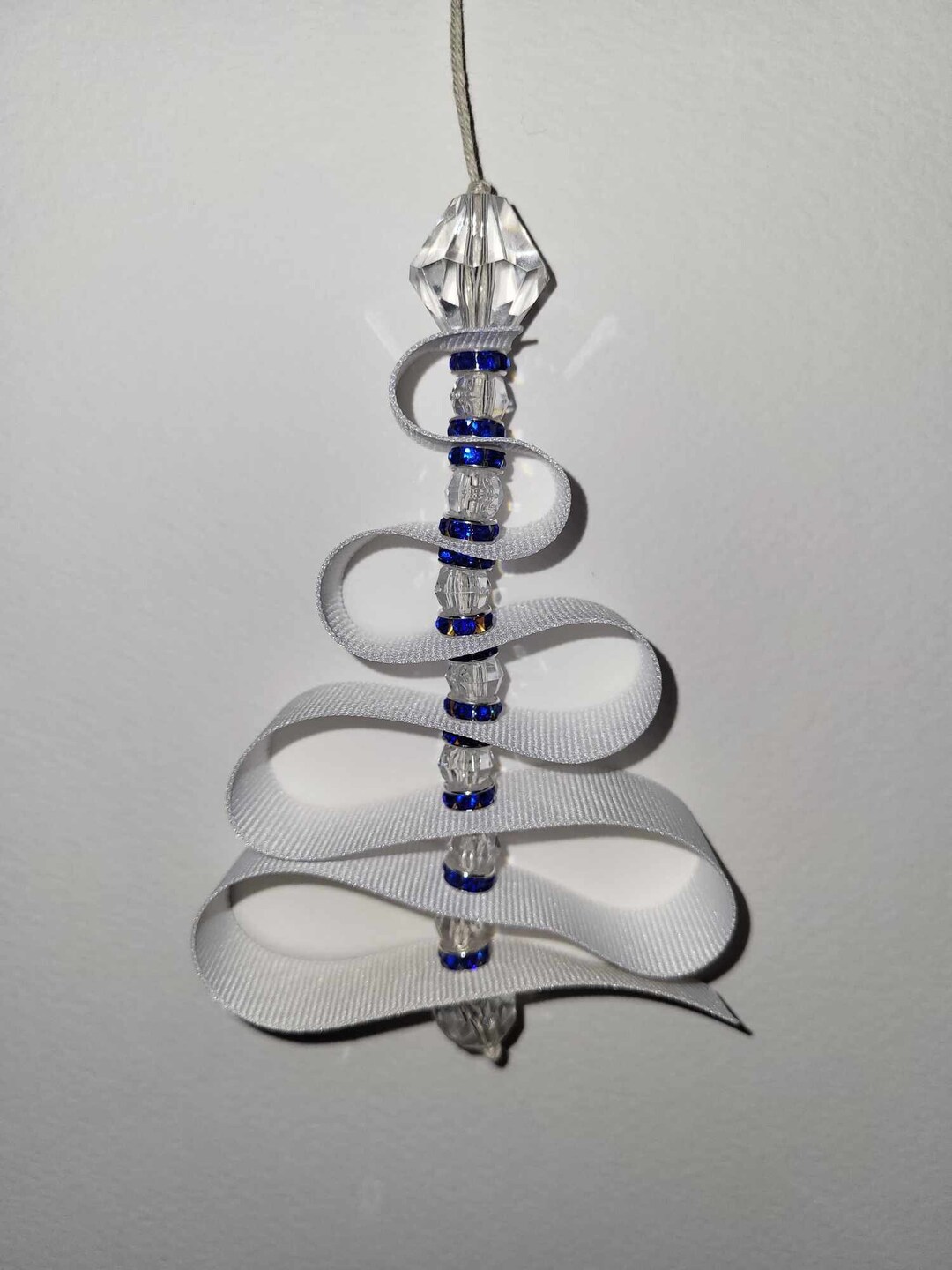 White Ribbon Christmas Tree Ornament - Etsy
