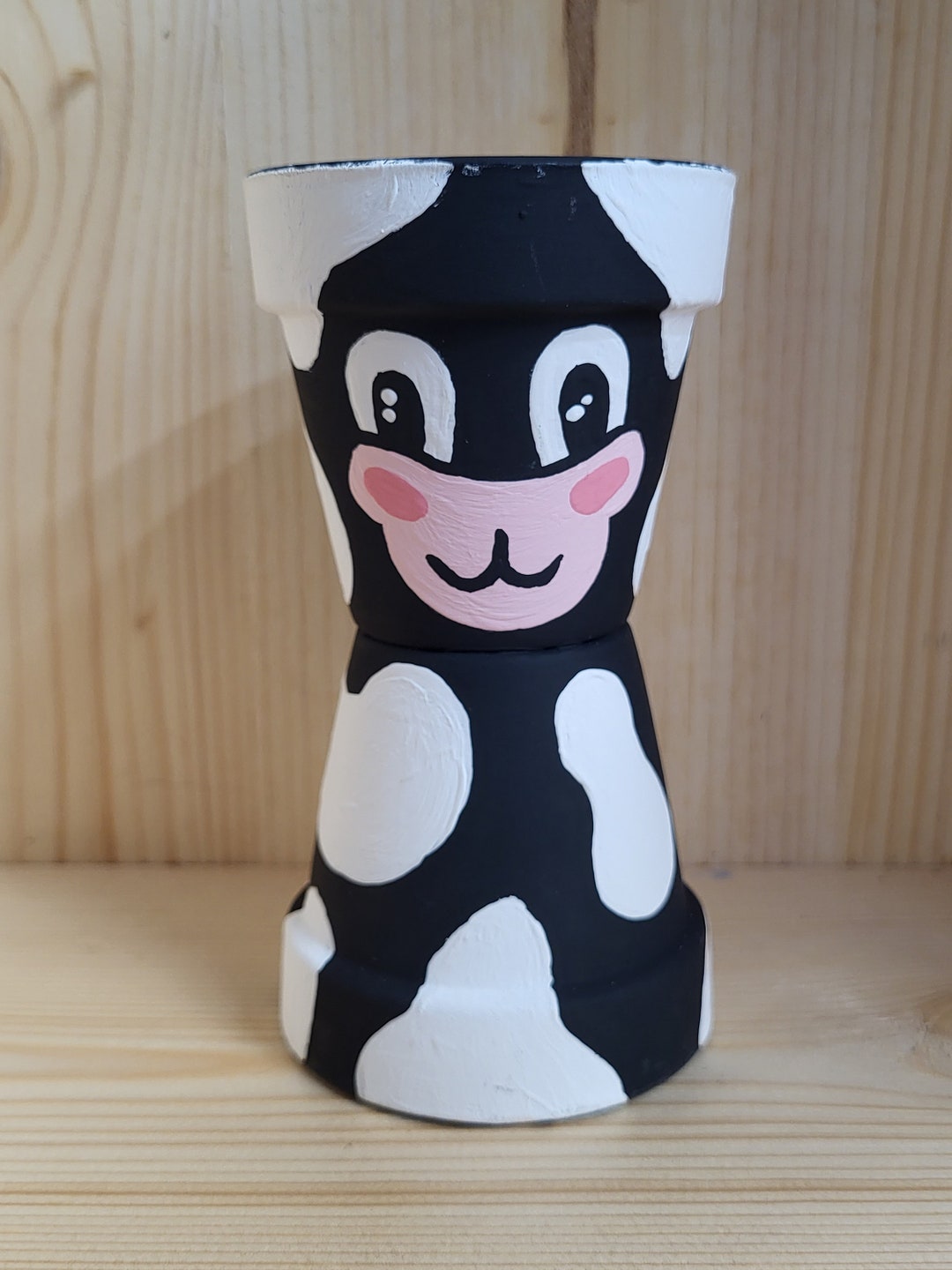 Black and White Cow Flowerpot Person Planter/ Decoration - Etsy