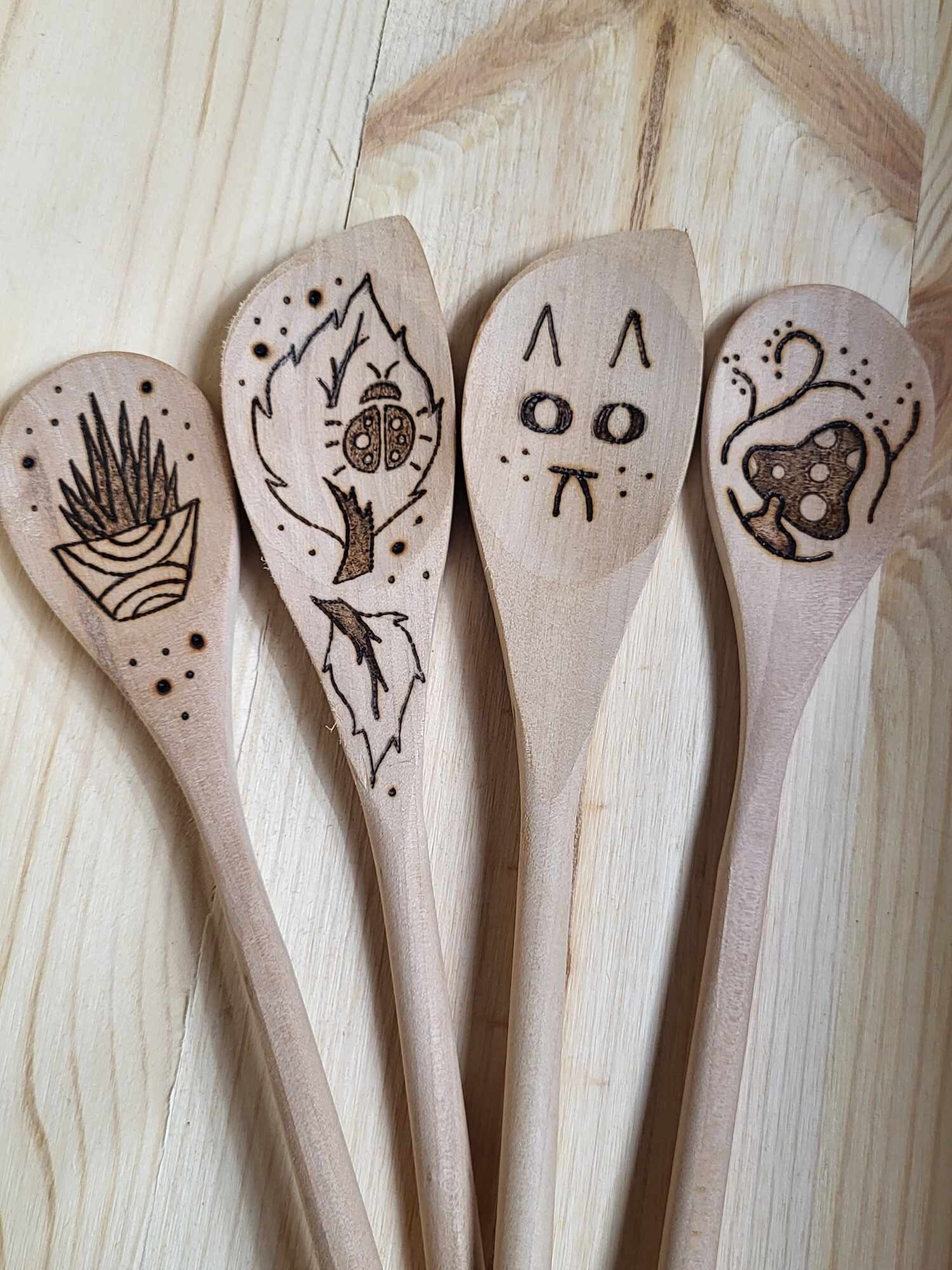 Wood Burned Ladybug Leaf Spoon - Etsy