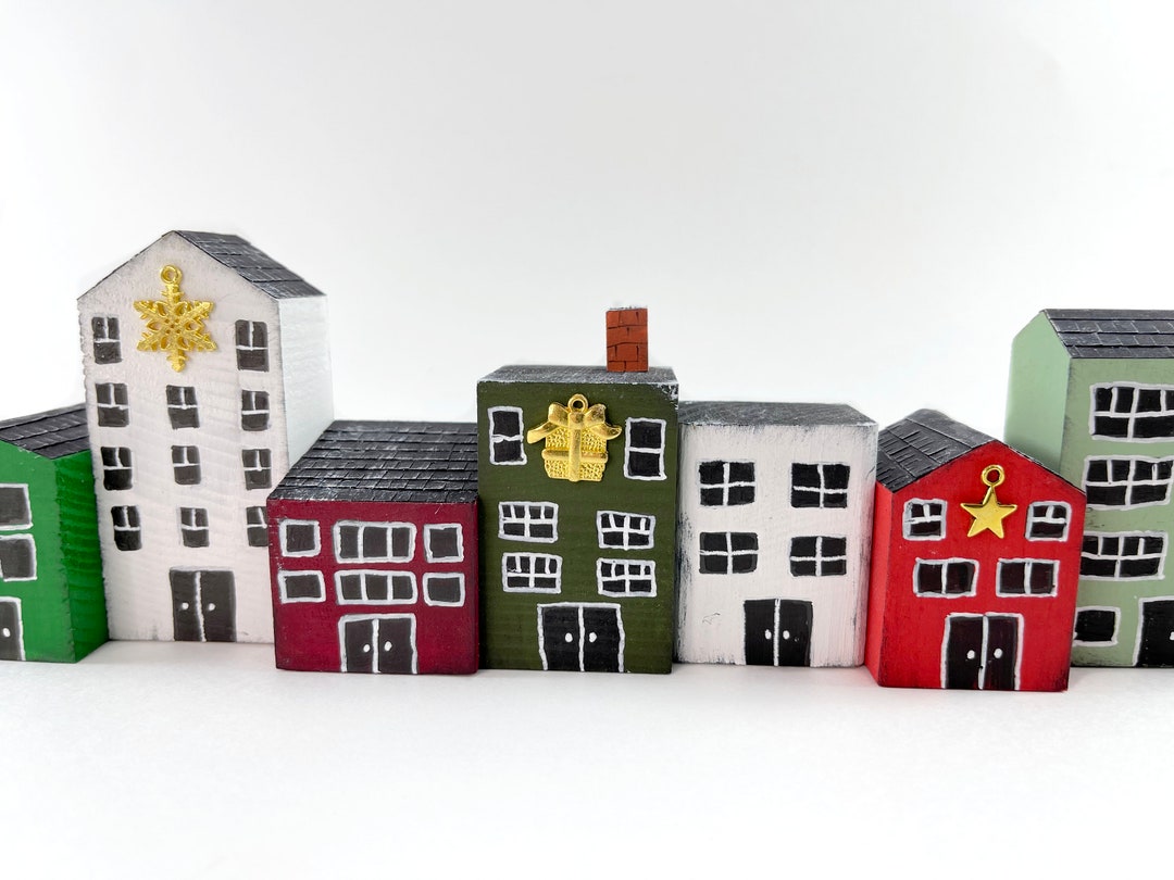 Miniature Row of Houses, Christmas, Street Villa, Wall Decor, Mini ...