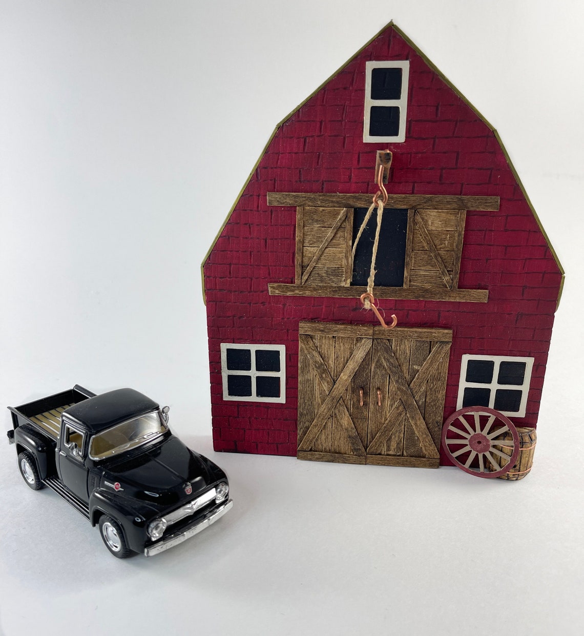 Little Wood Block Househome Decor Red Barn Mixed Media Art - Etsy