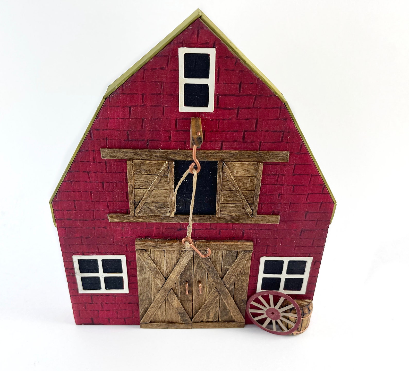 Little Wood Block Househome Decor Red Barn Mixed Media Art - Etsy