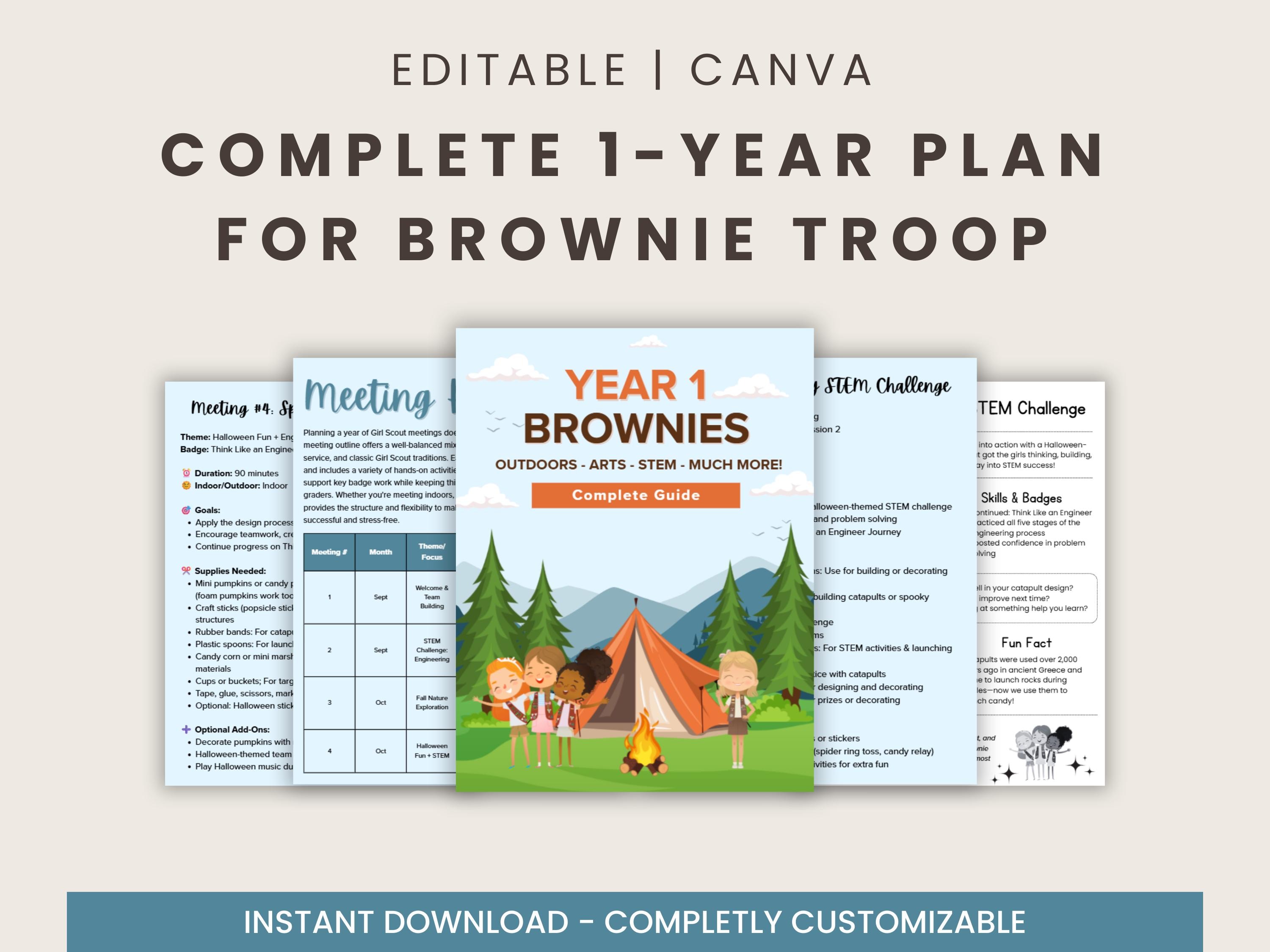Brownie Troop Leader Planner: Girl Scout Meeting Plans Canva Template ...
