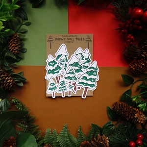 Snowy Tall Tree Sticker Pack Christmas Nature Woodland Winter Die Cut ...