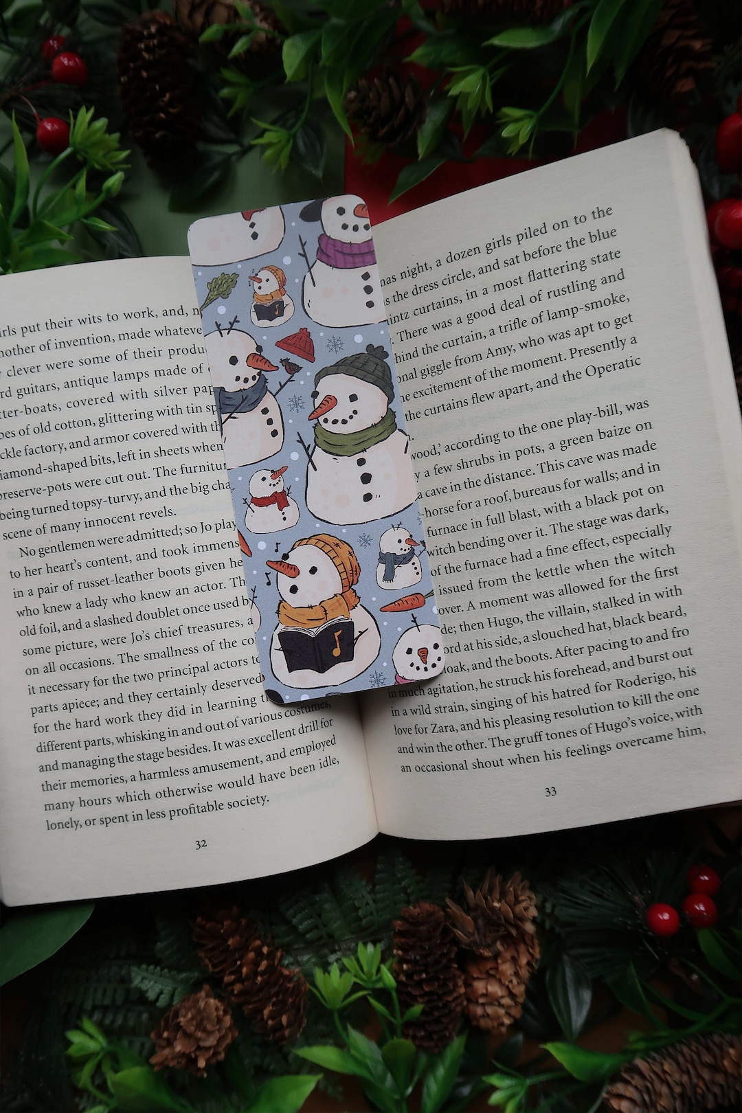 Snowman Bookmark - Christmas Snow Winter Aesthetic Illustration ...