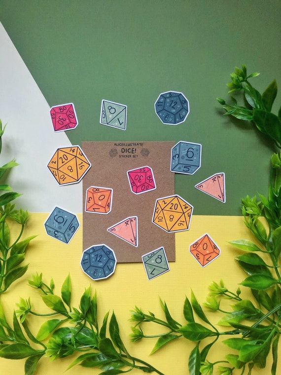 Craft Supplies & Tools Paper, Party & Kids Dice Sticker Pack DnD Gaming ...