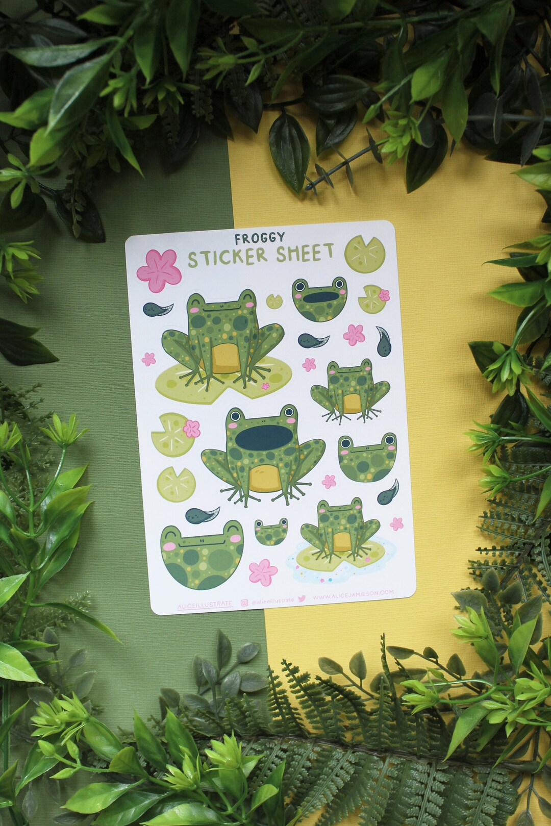 Froggy Sticker Sheet - Frog Kawaii Animal Stickers Illustration - Bujo ...