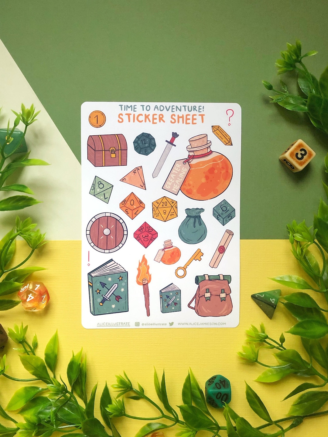 Dungeons and Dragons Sticker Sheet Dnd Adventure TTRPG Kawaii Stickers ...