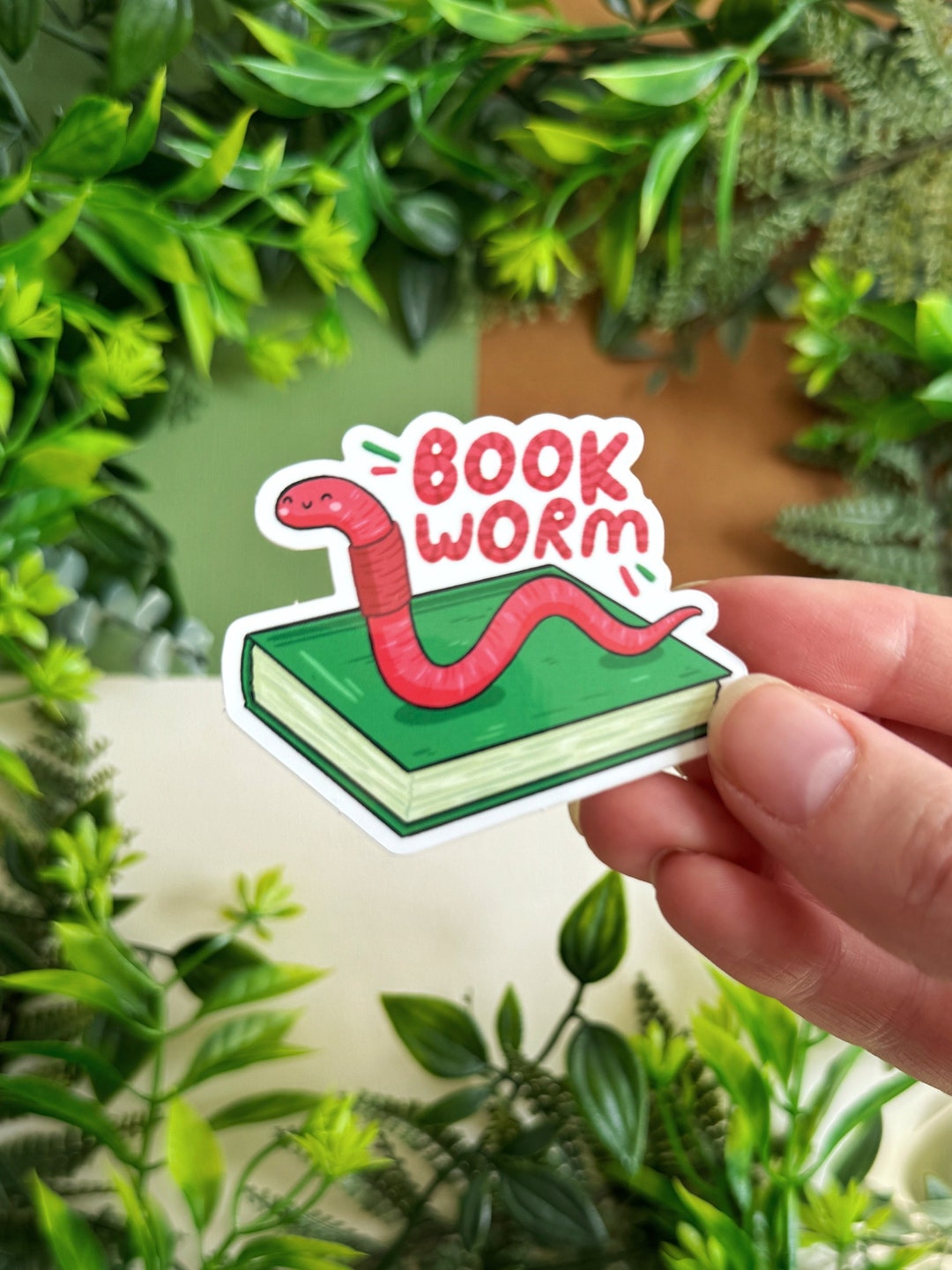 Book Worm Sticker - Reading Book Vinyl Die Cut - Library Aesthetic ...
