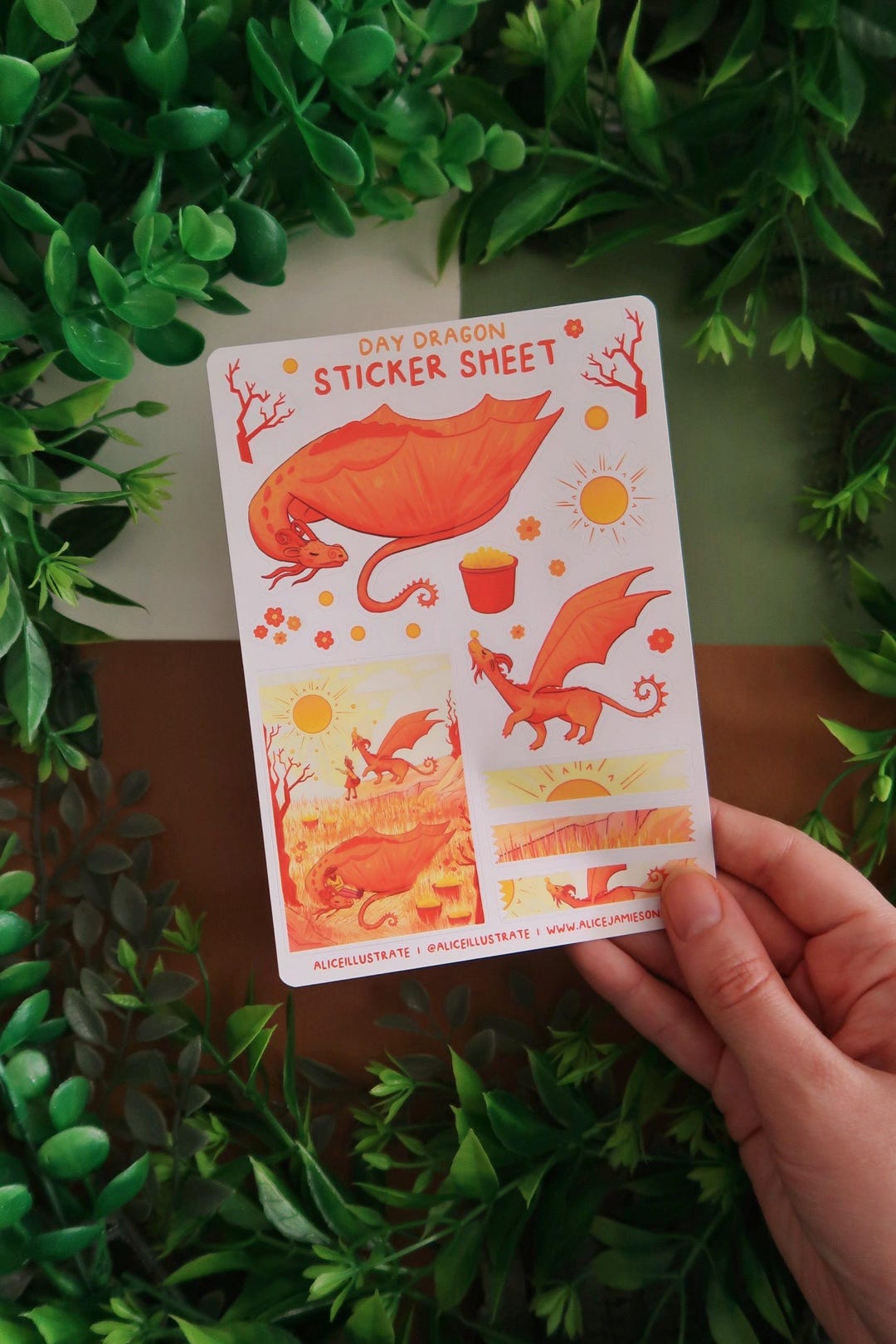 Day Dragon Sticker Sheet - Magical Fantasy Air Element Aesthetic ...