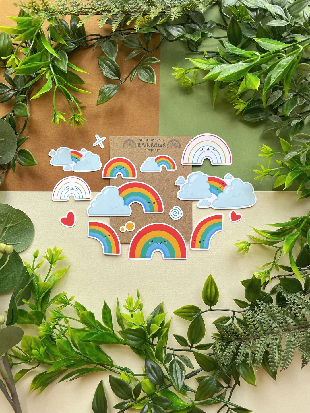Rainbow Sticker Pack - Happy Kawaii Weather Die Cut Stickers ...