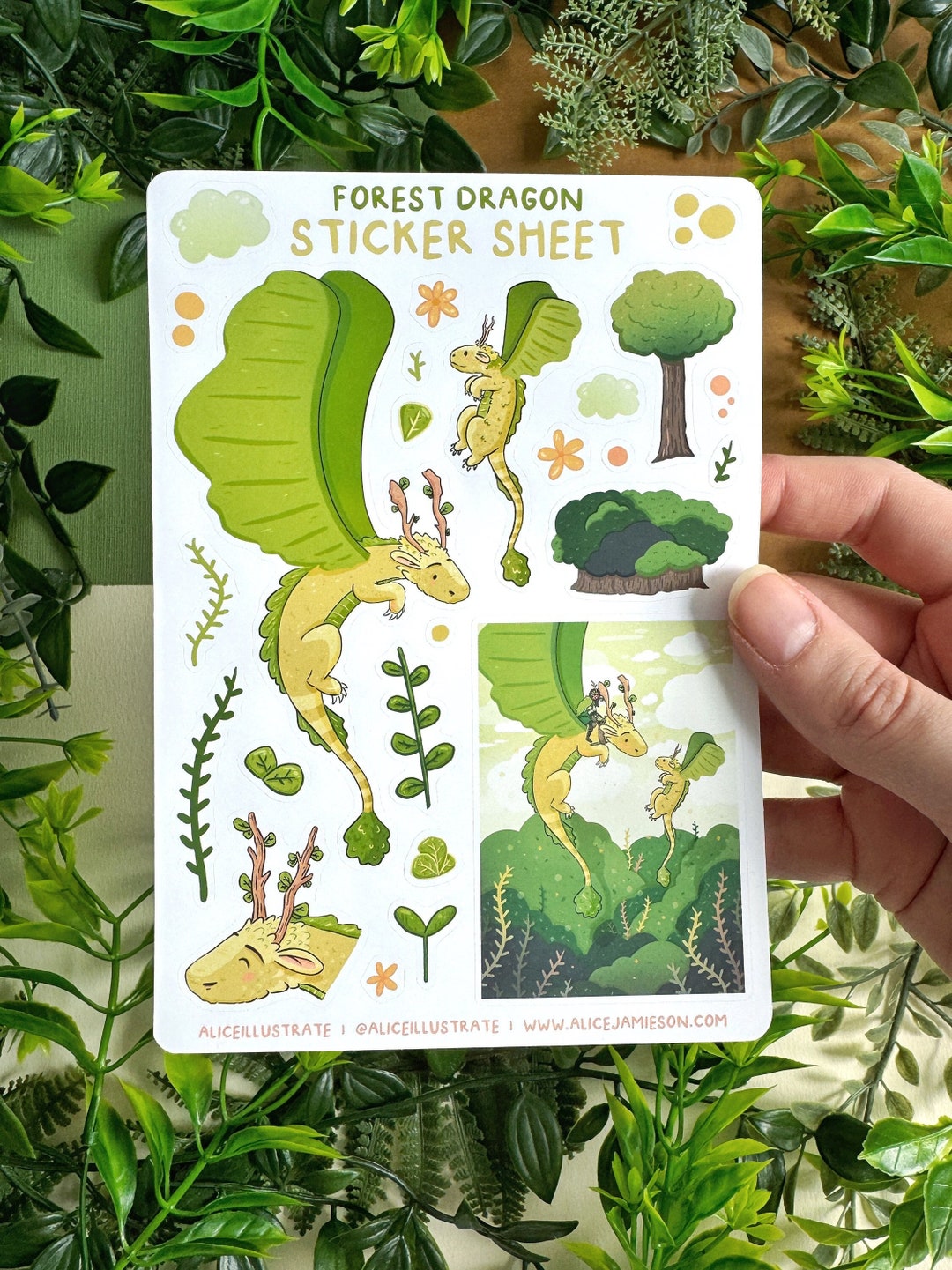 Forest Dragon Sticker Sheet - Magical Fantasy Nature Stickers - Dnd ...