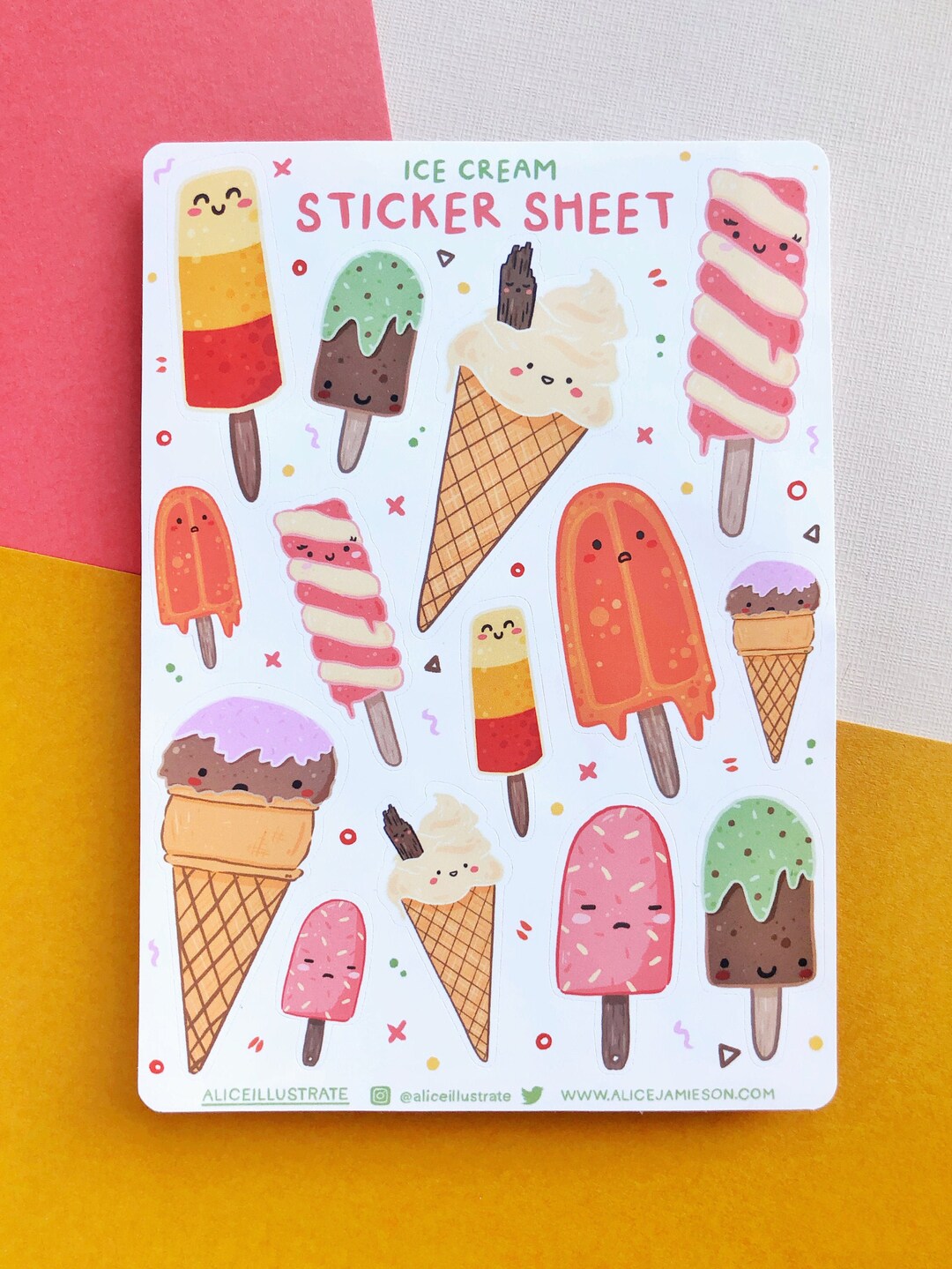 Ice Cream Sticker Sheet - Kawaii Lolly Tropical Summer Holiday Notebook ...