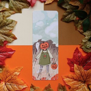 Halloween Pumpkin Bookmark - Spooky Cute Autumn Aesthetic Illustration ...