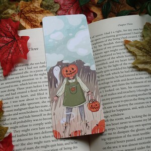 Halloween Pumpkin Bookmark - Spooky Cute Autumn Aesthetic Illustration ...
