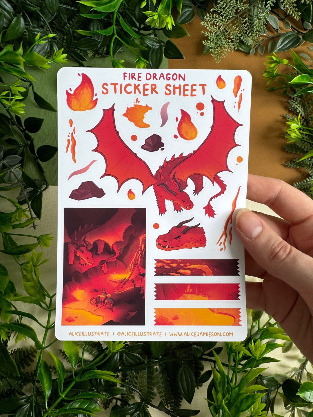 Fire Dragon Sticker Sheet - Magical Fantasy Draconic Stickers - Dnd ...