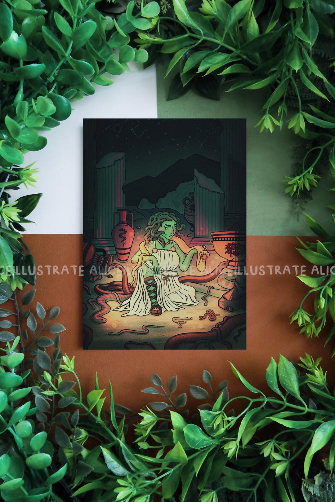Medusa Art Print - Greek Mythology Fantasy Artwork - Snakes ...